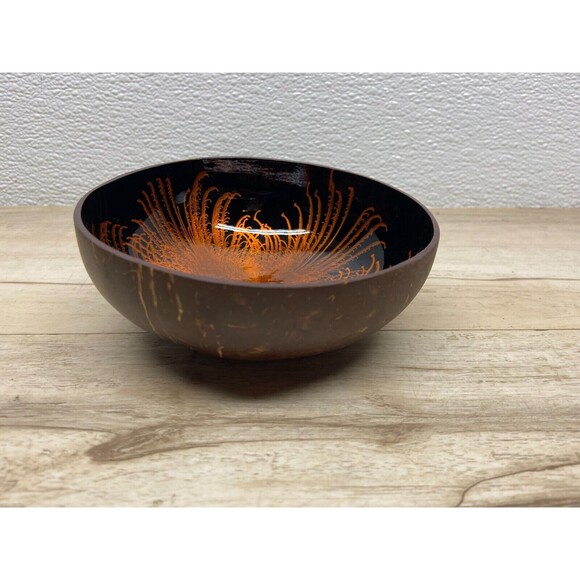 Handmade | Accents | Coconut Shell Bowl Orange Splash Handmade And ...